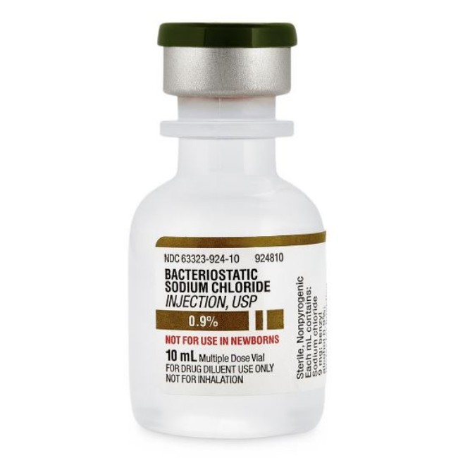 Bacteriostatic Sodium Chloride Injection, 0.9% Multidose Vial, 25 X 10 ...